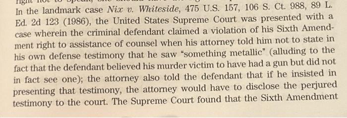 Solved Create a case brief...In the landmark case Nix v. | Chegg.com