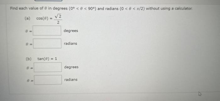 Solved Find each value of θ in degrees (0∘