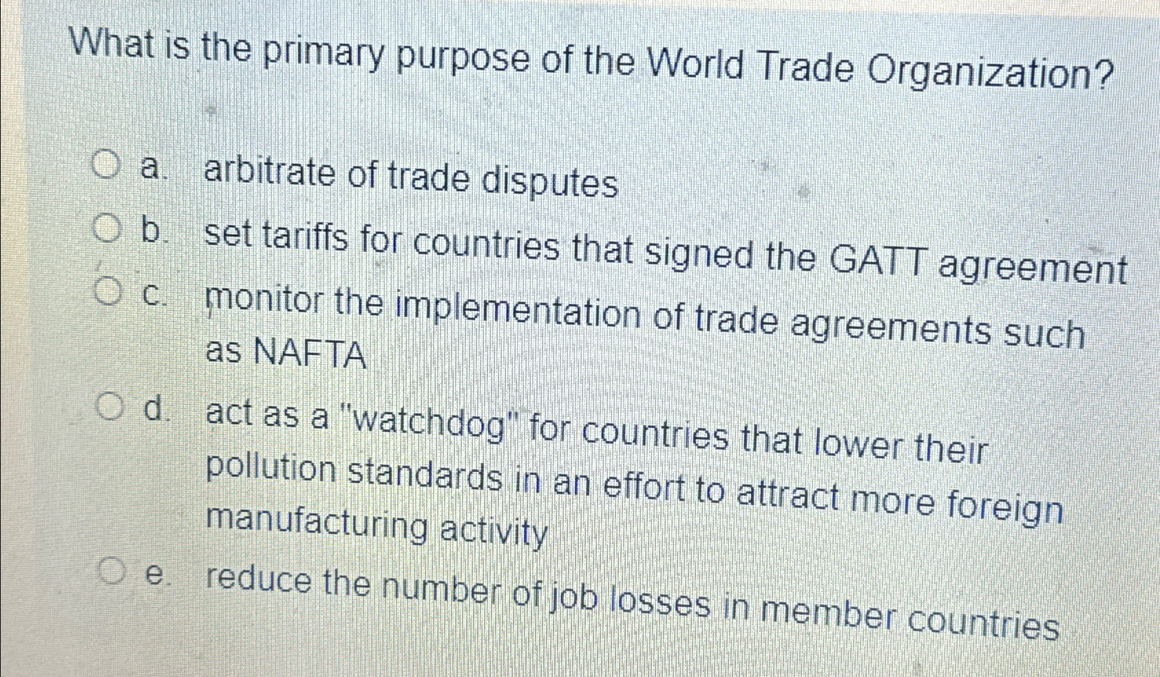 Solved What is the primary purpose of the World Trade | Chegg.com