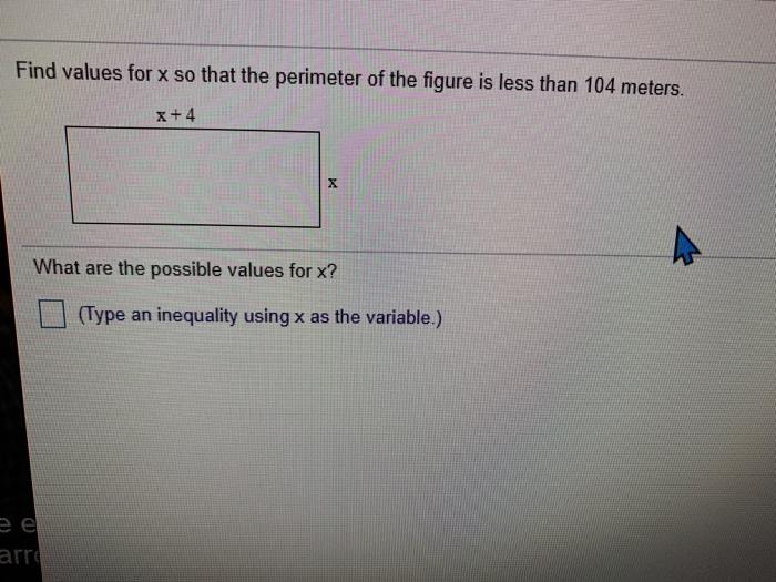 Solved Find values for x so that the perimeter of the figure | Chegg.com