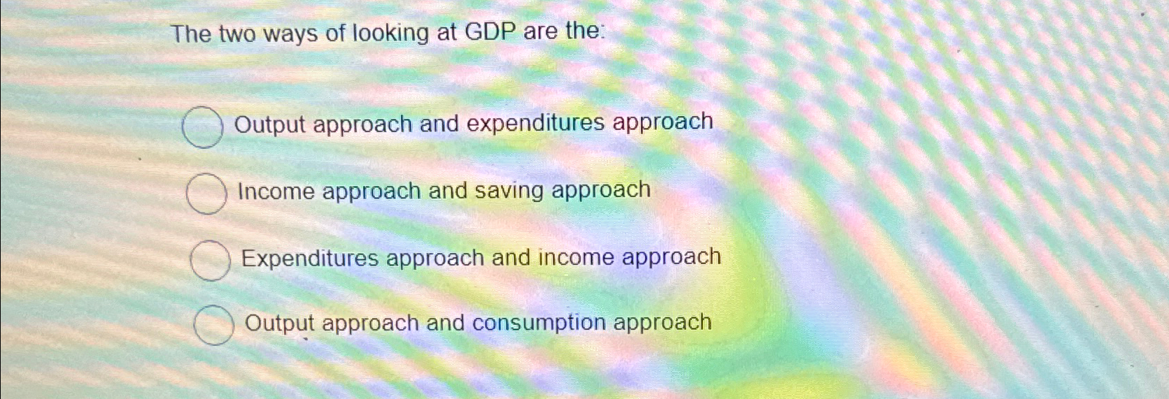 Solved The two ways of looking at GDP are the:Output | Chegg.com