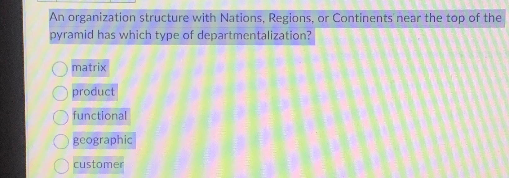 Solved An organization structure with Nations, Regions, or | Chegg.com