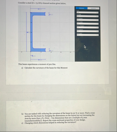 Consider a steel ( E=73GPa ) ﻿channel section given | Chegg.com