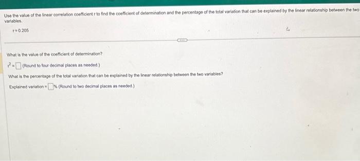 Solved Use The Value Of The Linear Correlation Coelficient R