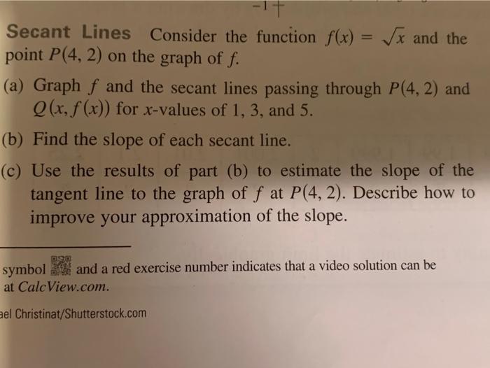 Solved Secant Lines Consider the function f(x) = (x and the | Chegg.com