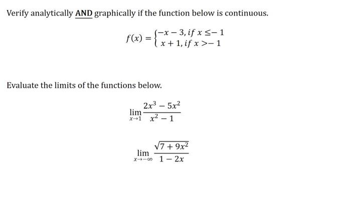 Solved Verify analytically AND graphically if the function | Chegg.com