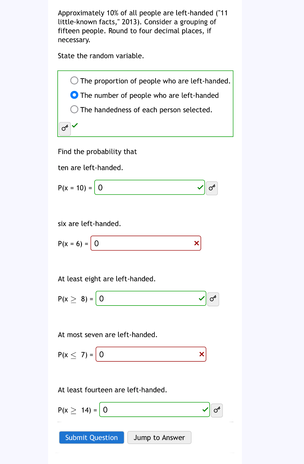 Solved Approximately 10% ﻿of all people are left-handed ("11 | Chegg.com