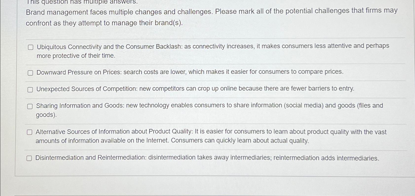 Solved Brand management faces multiple changes and | Chegg.com