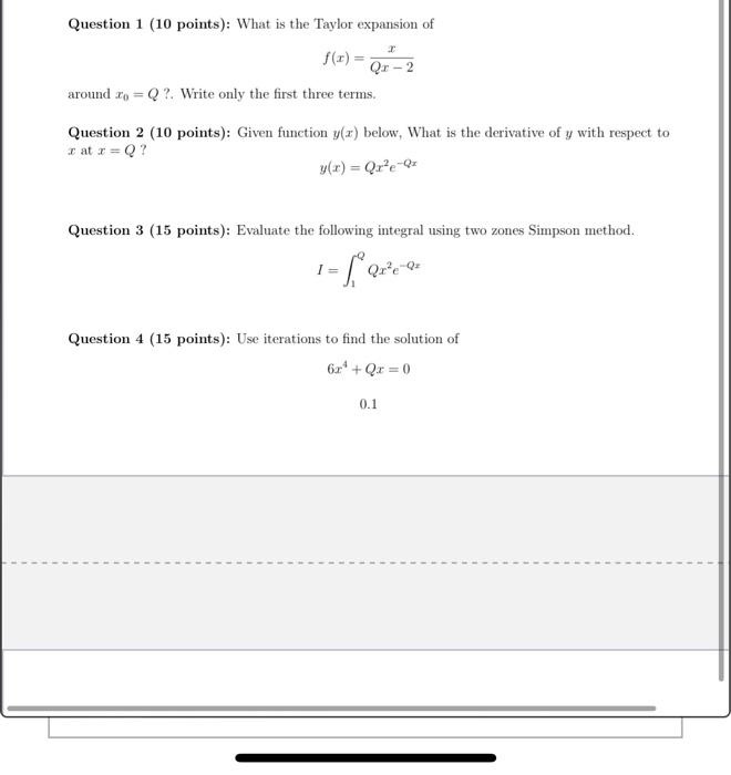 Solved Question 1 (10 points): What is the Taylor expansion | Chegg.com
