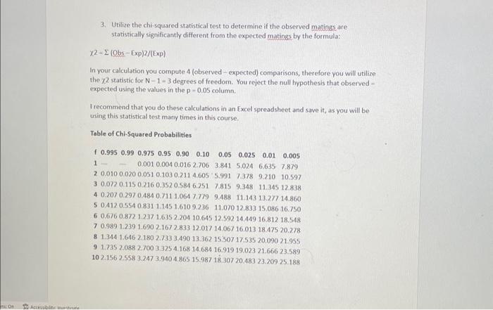 Solved 3 Utilize The Chi Squared Statistical Test To