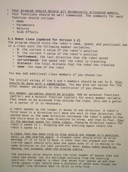 Solved 4.2 Menu (updated for Version 1.2): the user should | Chegg.com