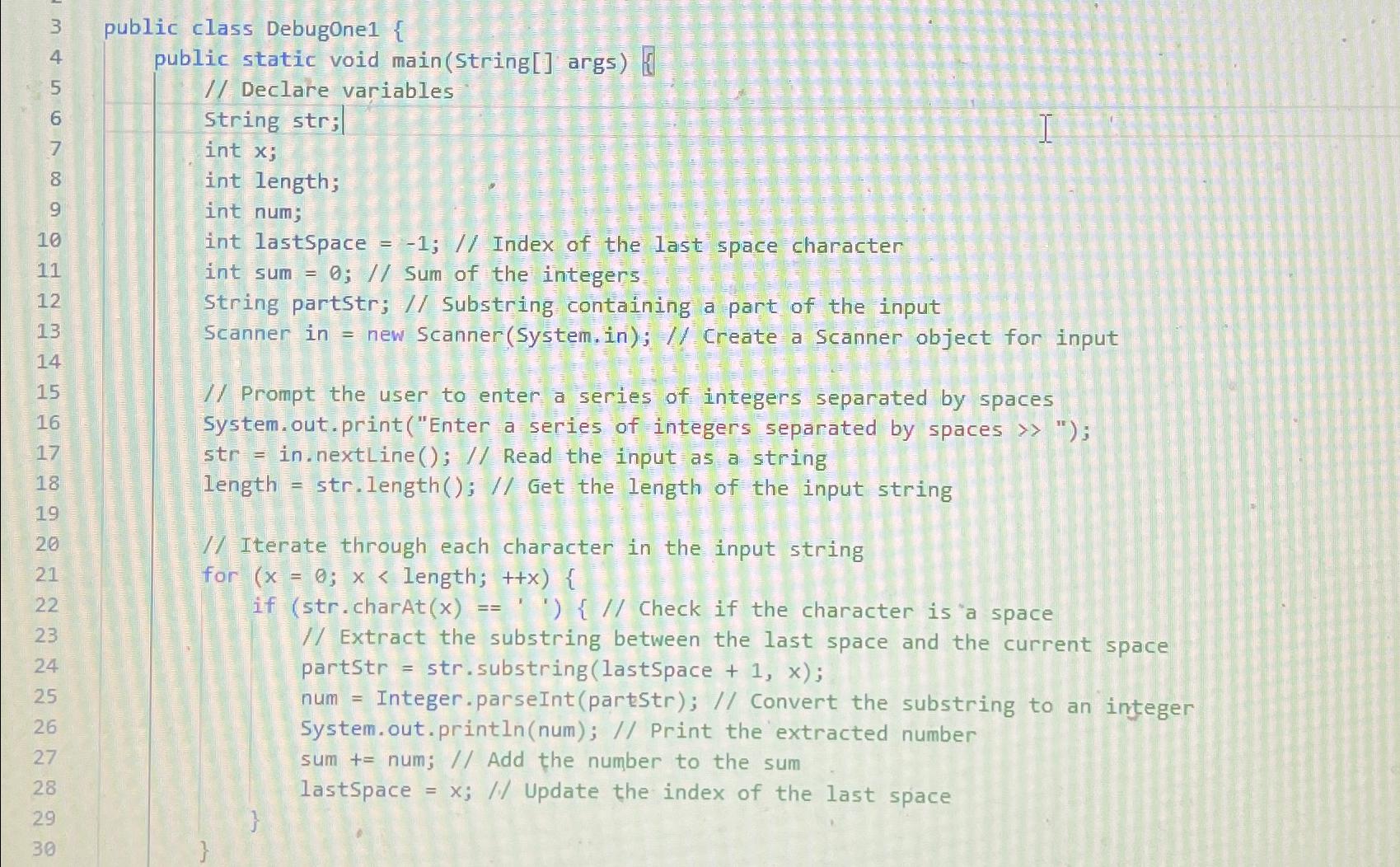 Solved public class DebugOne1 {public static void | Chegg.com