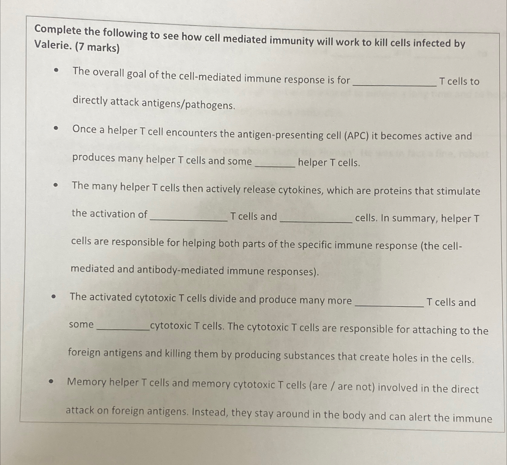 Solved Complete the following to see how cell mediated | Chegg.com