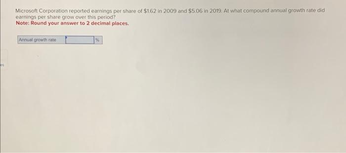 Solved Microsoft Corporation reported earnings per share of | Chegg.com