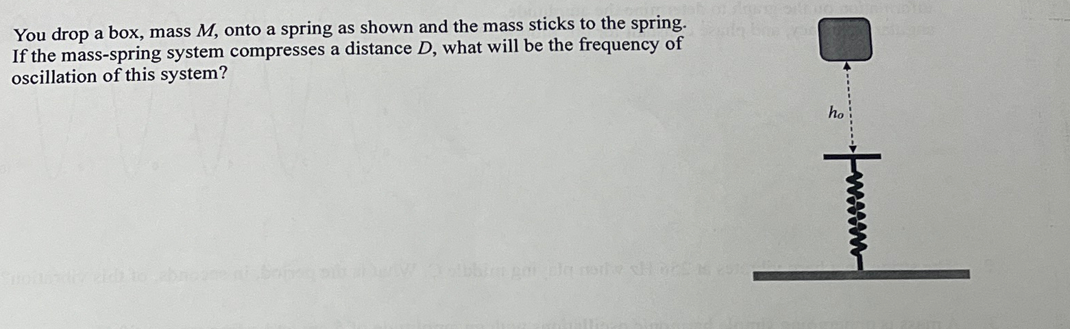 Solved You drop a box, mass M, ﻿onto a spring as shown and | Chegg.com