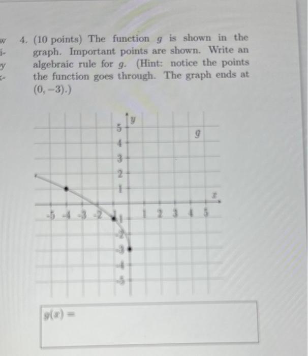 Solved 4. (10 points) The function g is shown in the graph. | Chegg.com