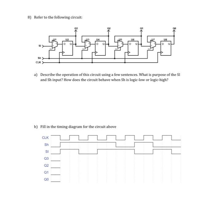 Solved 8) Refer to the following circuit: a) Describe the | Chegg.com