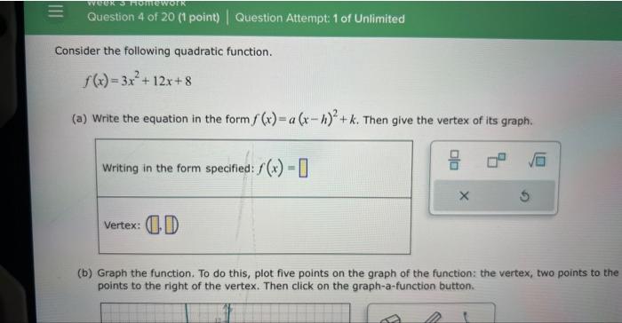 Solved Consider the following quadratic function. | Chegg.com