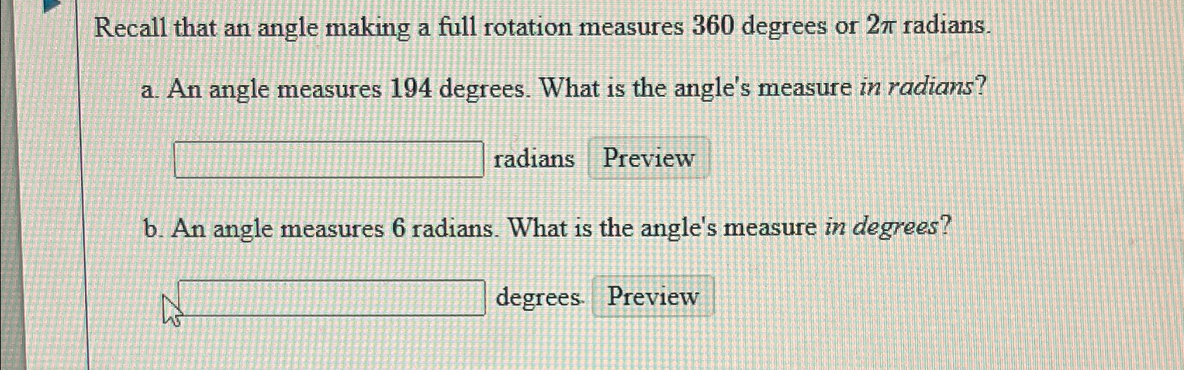 Solved Recall That An Angle Making A Full Rotation Measures