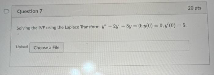 Solved Solving the IVP using the Laplace Transform: | Chegg.com