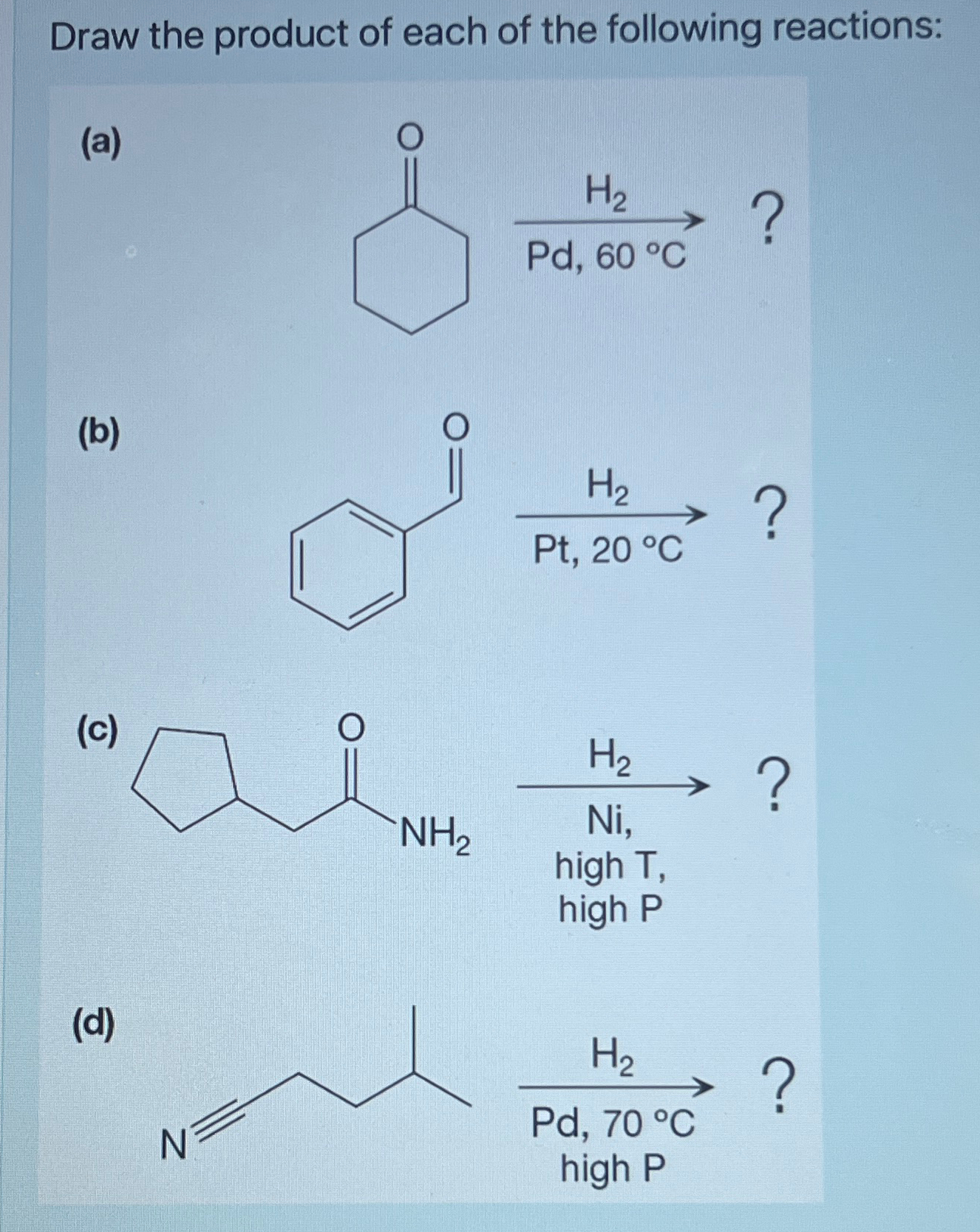 Solved Draw the product of each of the following reactions: | Chegg.com