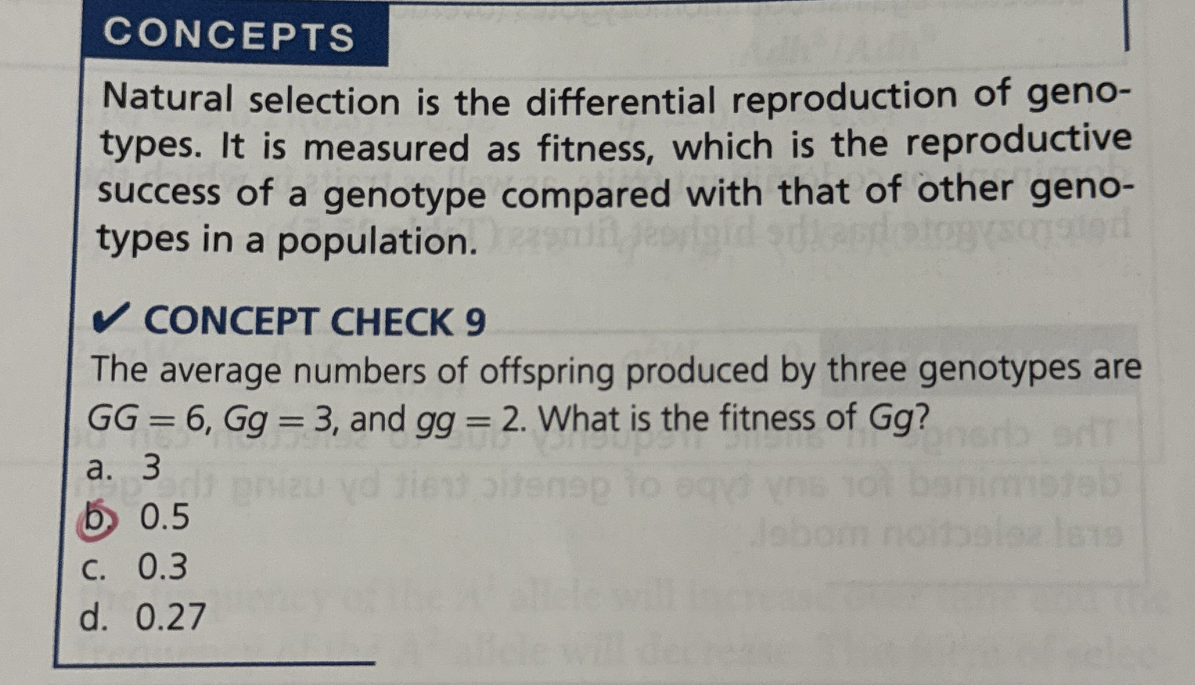 Solved CONCEPTSNatural selection is the differential | Chegg.com