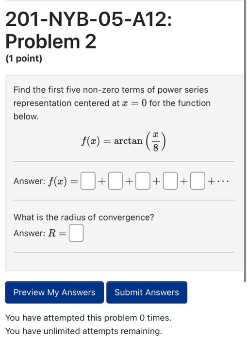 Solved 201-NYB-05-A12: Problem 2 (1 point) Find the first | Chegg.com