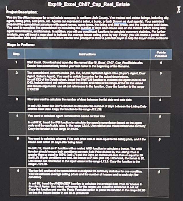 Solved Project Description: Steps to Perform: 2 Exp19_Excel | Chegg.com