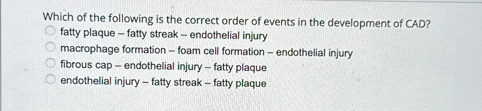 Solved Which of the following is the correct order of events | Chegg.com