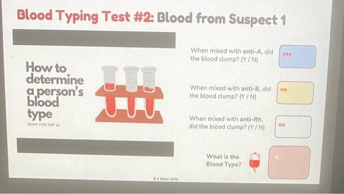 Solved Blood Typing Test #1: Blood from Victim's Head When | Chegg.com