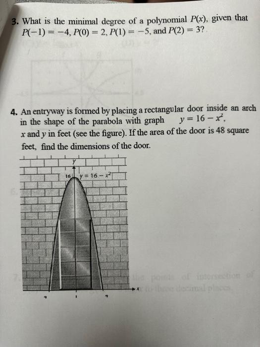 Solved 1. Let P(x) be the polynomial whose graph is shown in | Chegg.com