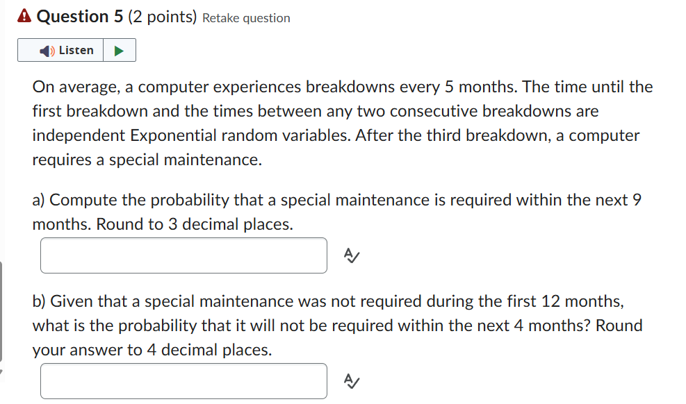 Solved A Question 5 (2 ﻿points) ﻿Retake questionOn average, | Chegg.com