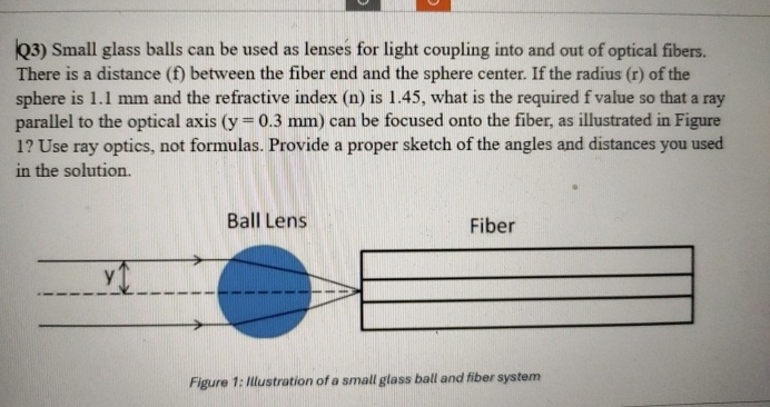 Q3) ﻿Small glass balls can be used as lenses for | Chegg.com