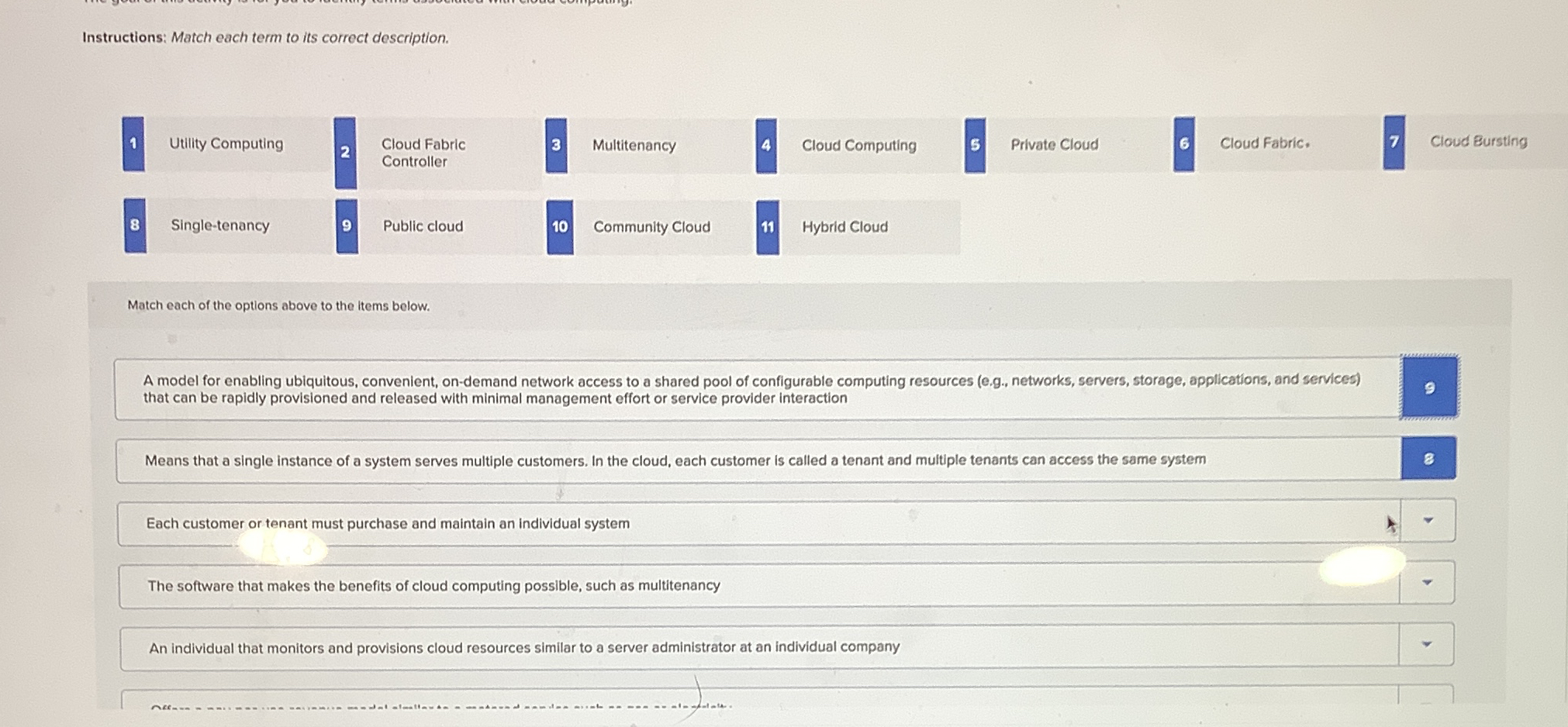 Solved Instructions: Match each term to its correct | Chegg.com