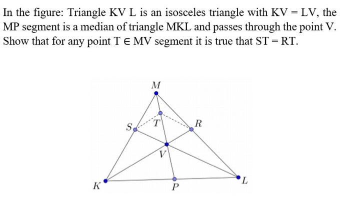 Solved In the figure: Triangle KV L is an isosceles triangle | Chegg.com