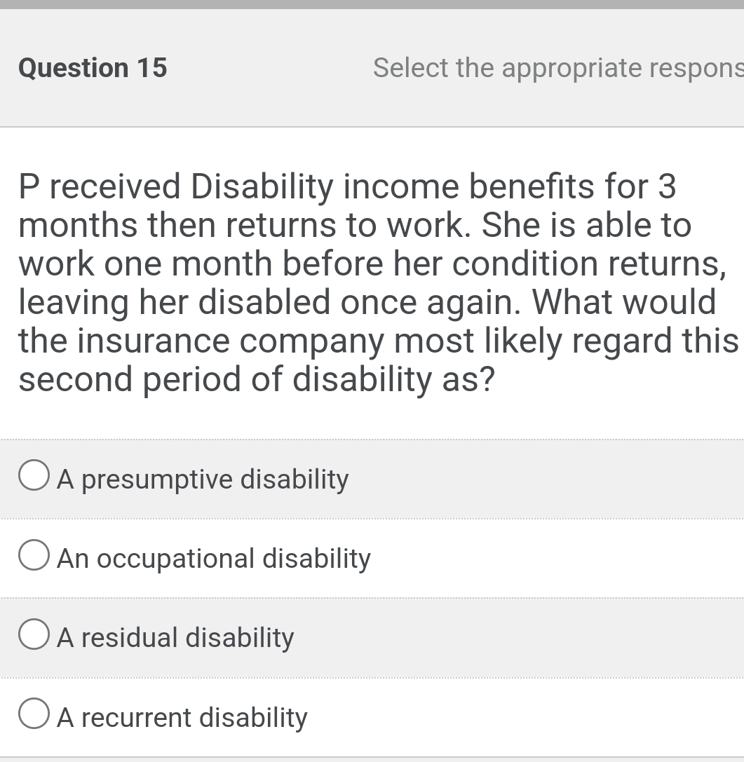 Solved Question 15Select the appropriate responsP ﻿received | Chegg.com