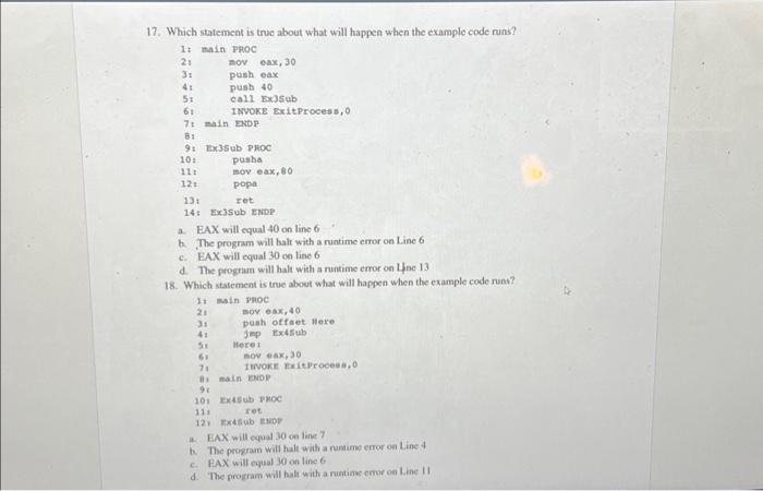 Solved 5.8.1 Short Answer 1. Which instruction pushes all of | Chegg.com