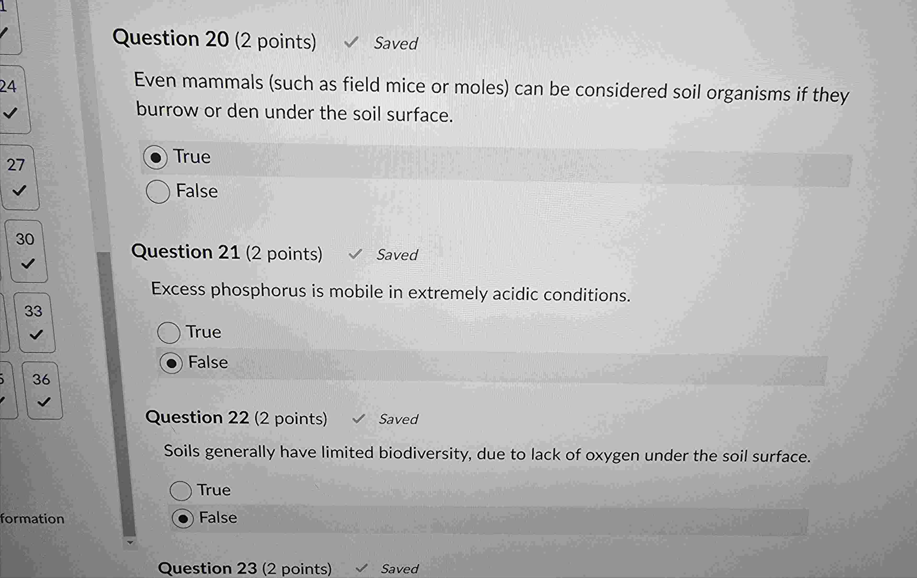 Solved Question 23 (2 ﻿points)Soil microbes generally prefer | Chegg.com