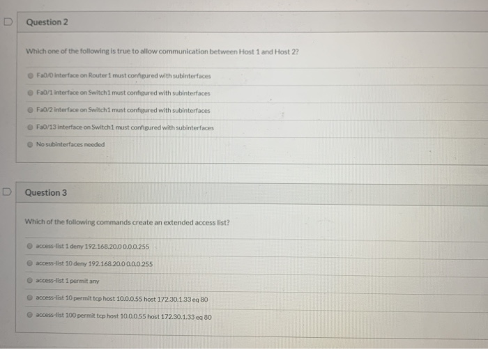 Solved fa0/0 |fa0/1 fa0/2 fa0/13 Host 1: VLAN 10, Host 2: | Chegg.com