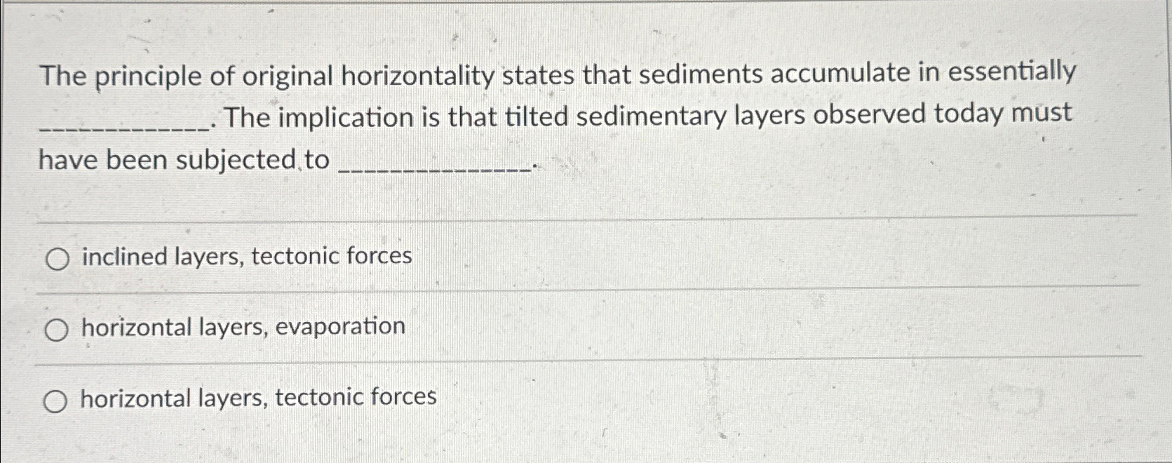 Solved The principle of original horizontality states that | Chegg.com