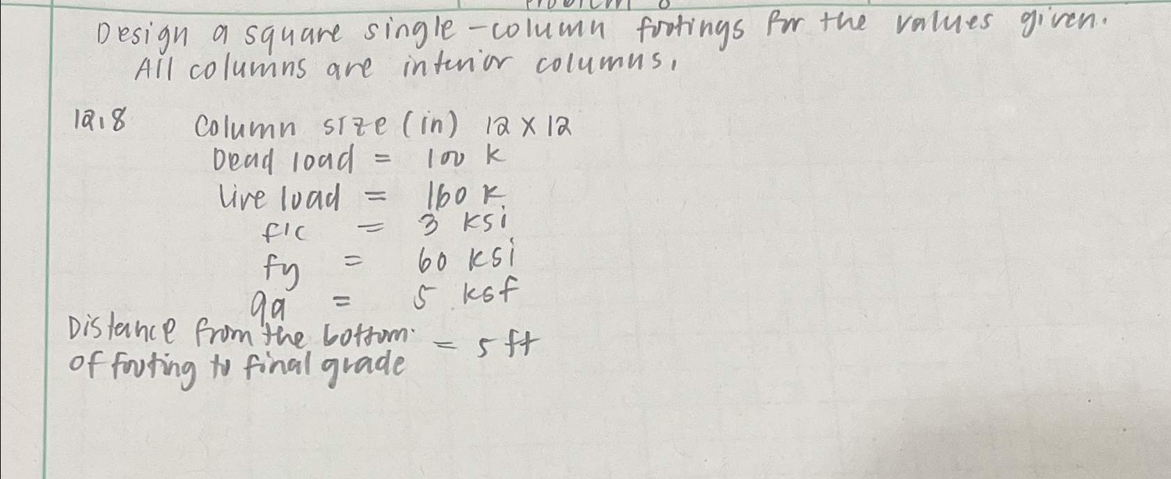 Solved Design a square single-column frotings for the values | Chegg.com