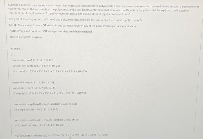 Solved Suppose a program uses six vector container chass | Chegg.com