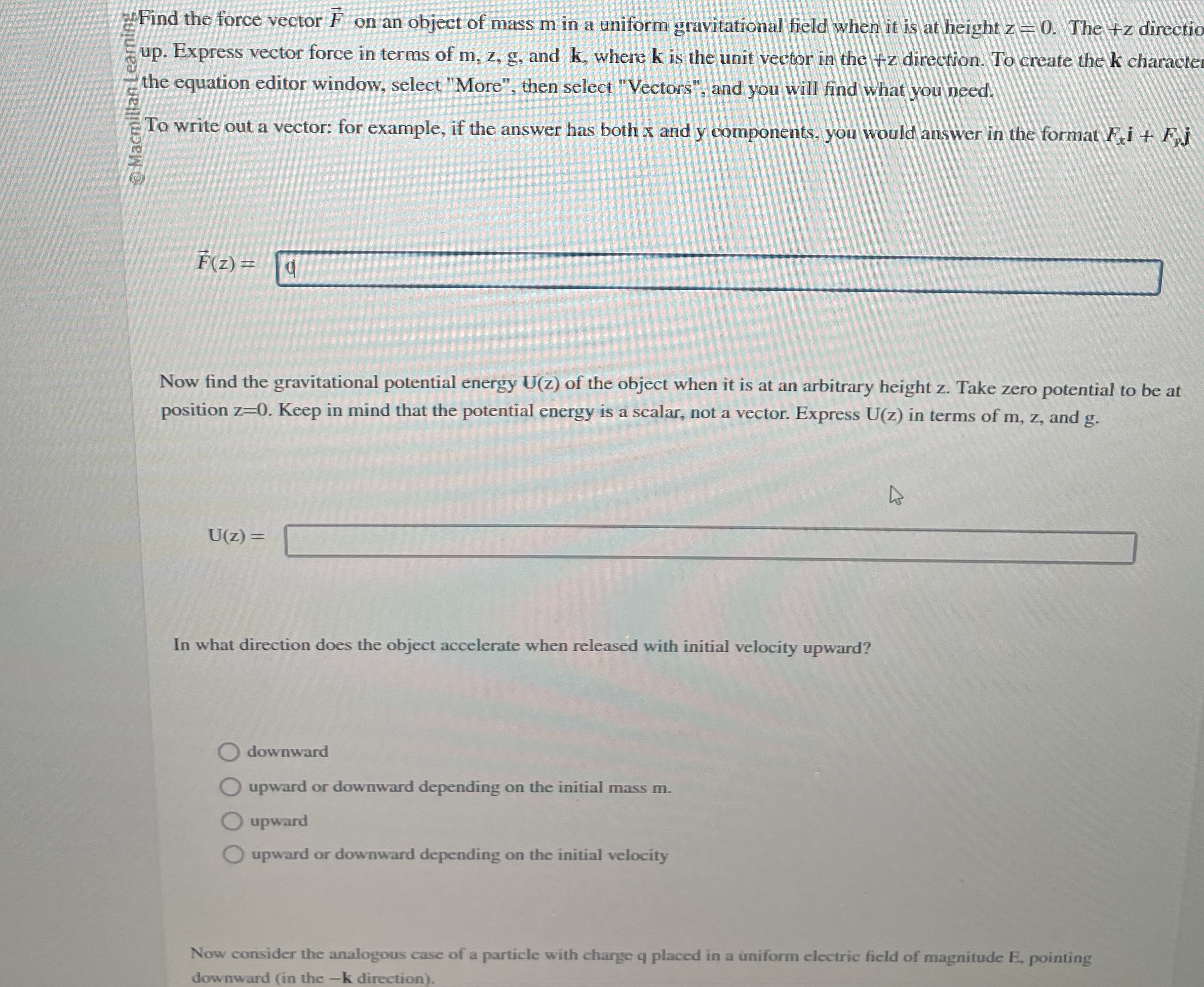 Solved ?c∞ ﻿Find the force vector vec(F) ﻿on an object of | Chegg.com