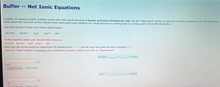 Solved Buffer - Net Ionic Equations Consideran aqueous | Chegg.com
