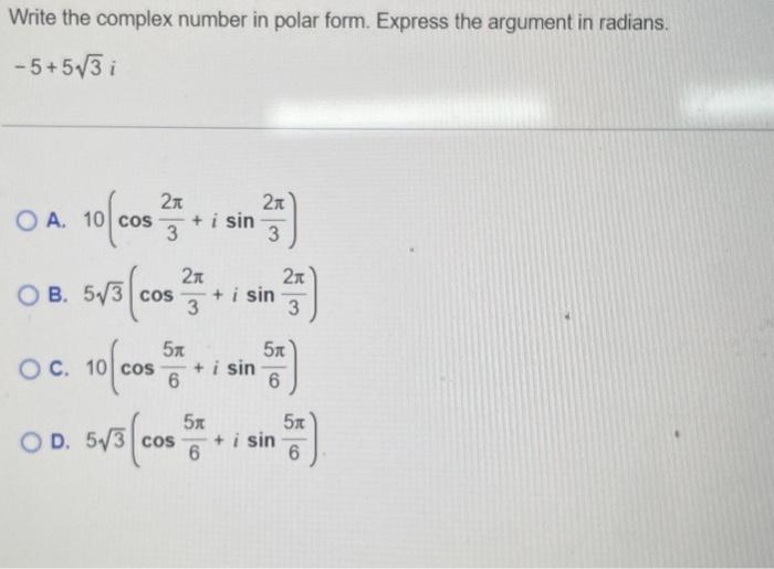 Solved Write the complex number in polar form. Express the | Chegg.com