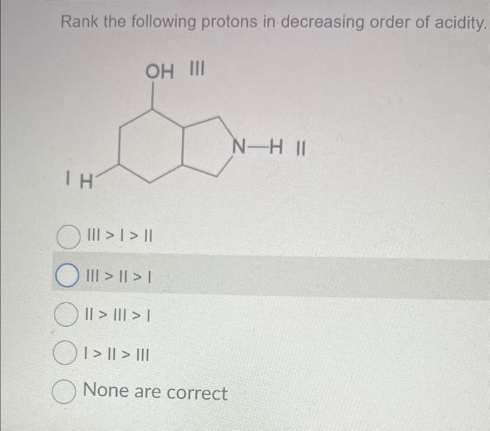 Solved Rank the following protons in decreasing order of | Chegg.com