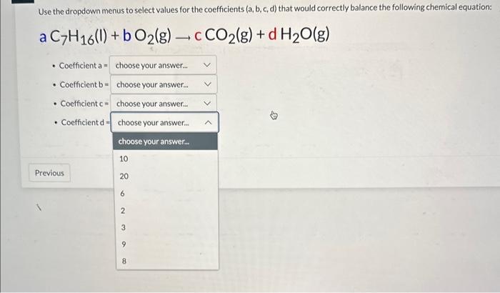 Solved Use the dropdown menus to select values for the | Chegg.com