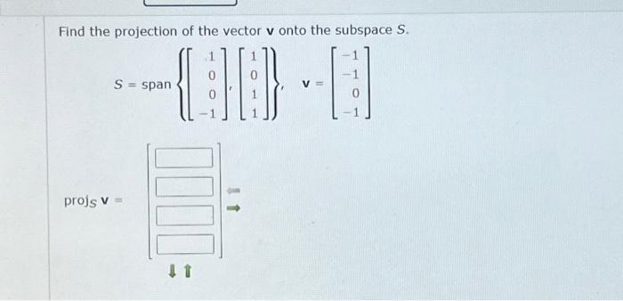 Solved Find the projection of the vector v onto the subspace | Chegg.com