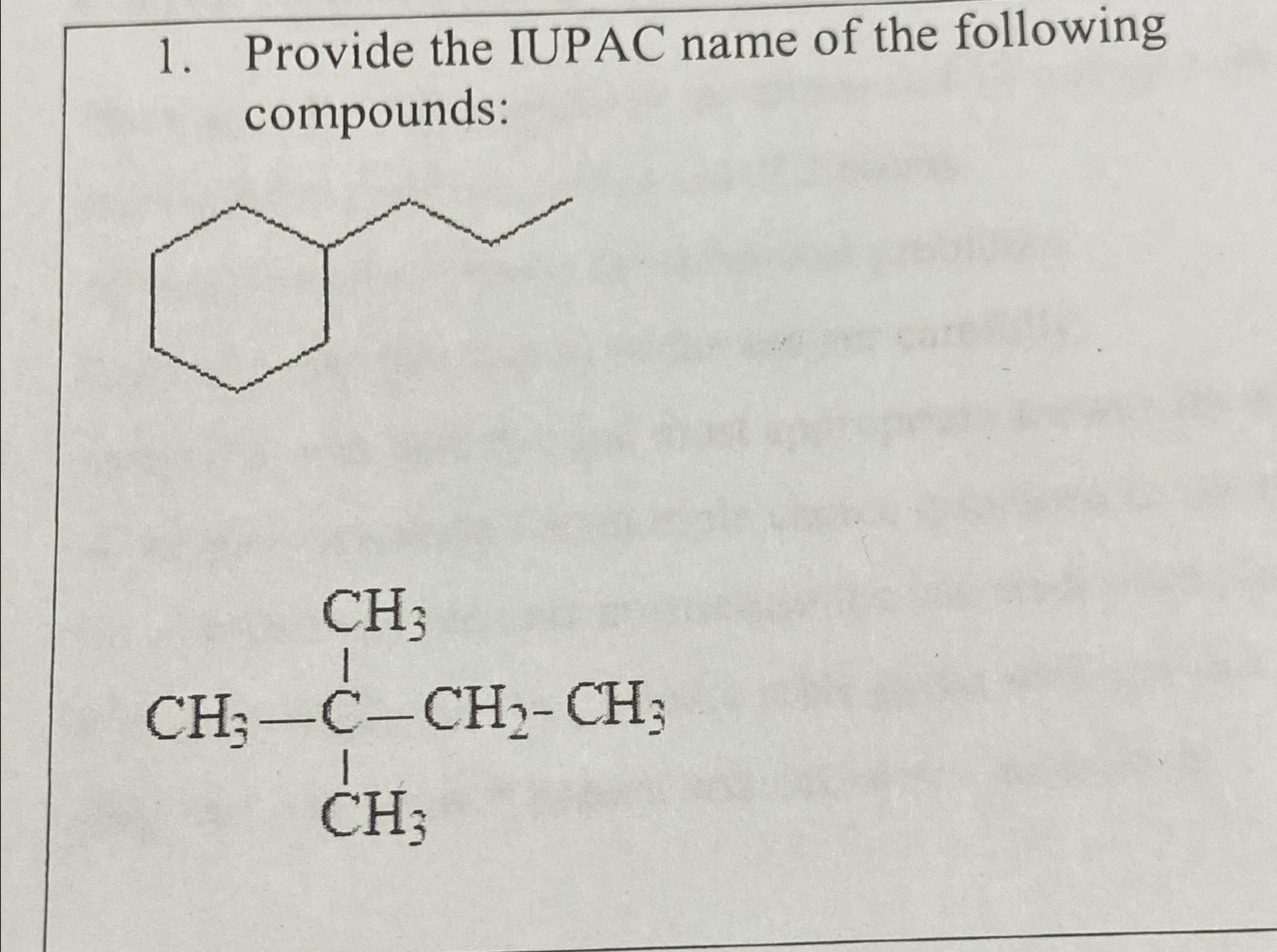Solved Provide the IUPAC name of the following compounds | Chegg.com