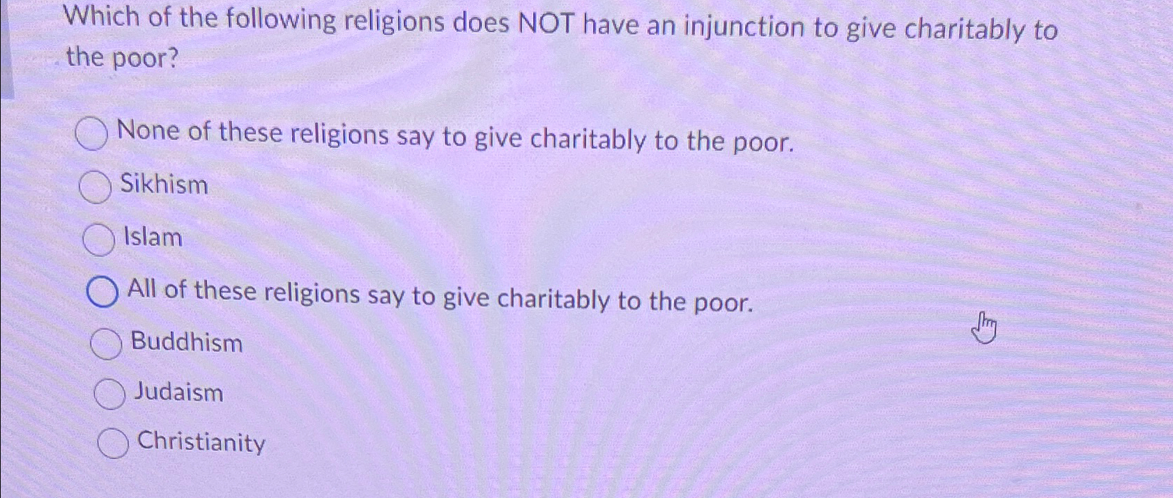 Solved Which of the following religions does NOT have an | Chegg.com